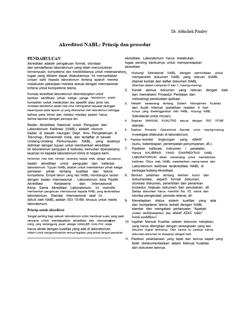 Prinsip Dan Prosedur Akreditasi NABL | PDF