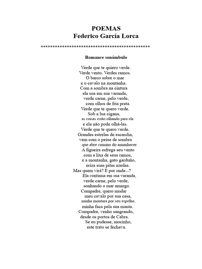 Poemas de Lorca e Borges: Emoções e Natureza | PDF | Amor | Céu