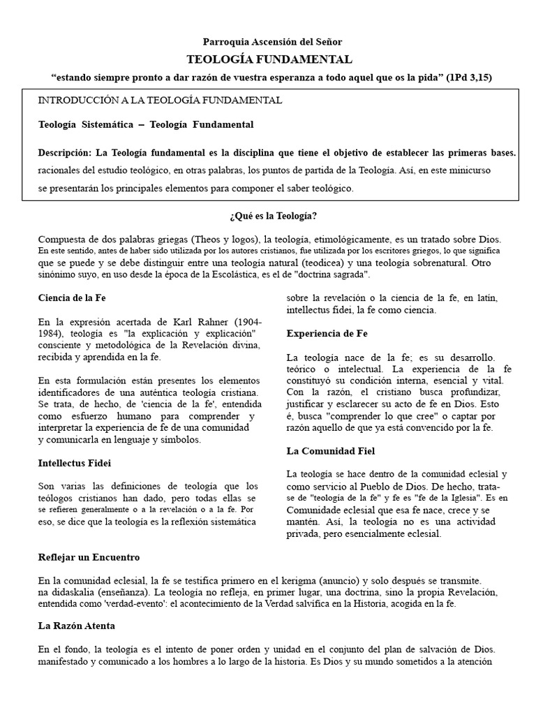 Teología Fundamental - Solta | PDF | Teología | Fe