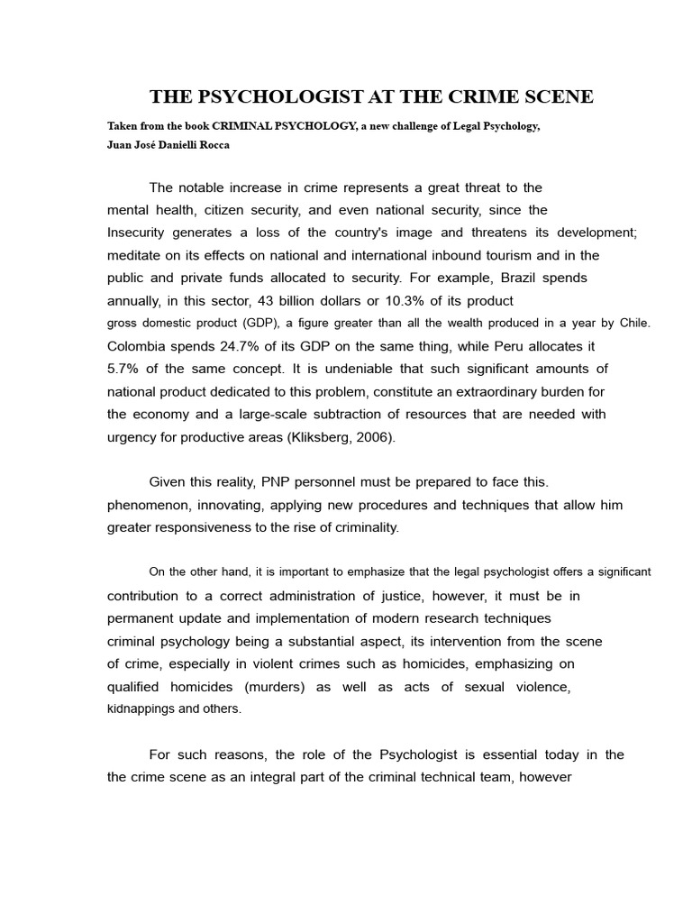 Role of The Psychologist at The Crime Scene | PDF | Offender Profiling ...