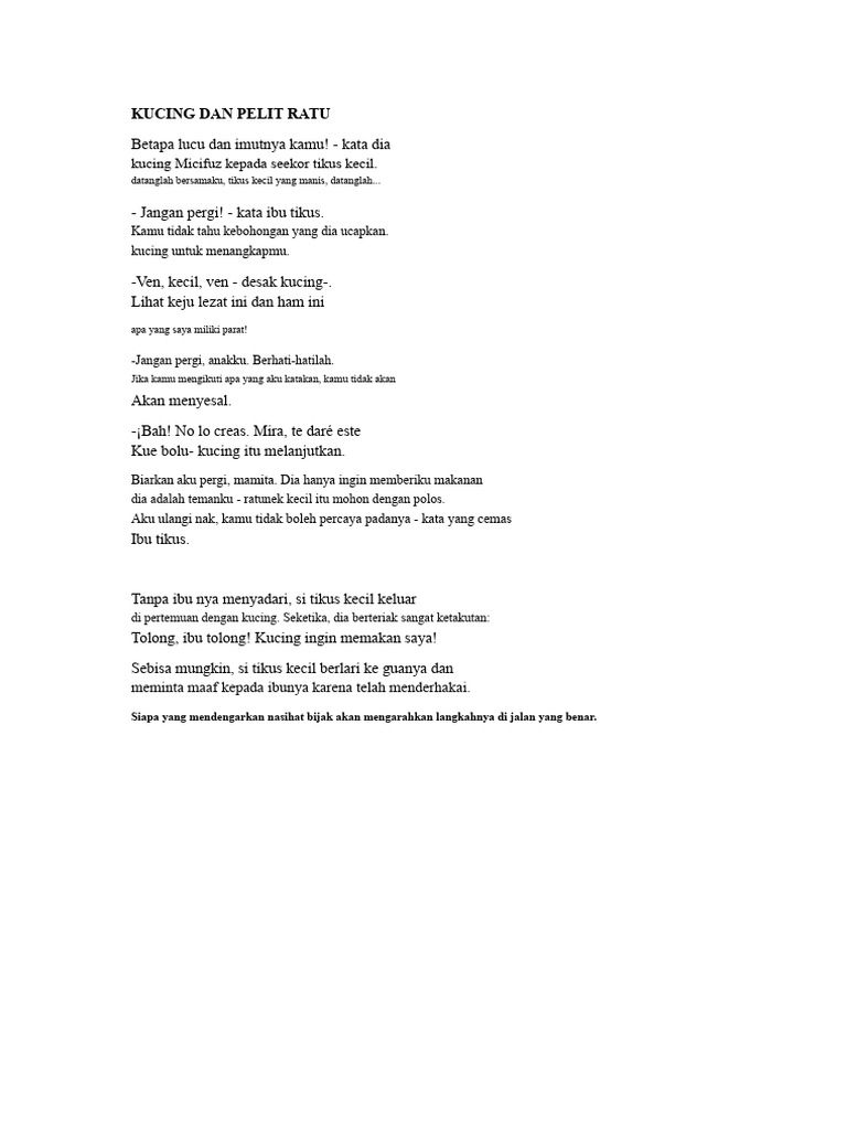 Kucing Dan Tikus Kecil | PDF