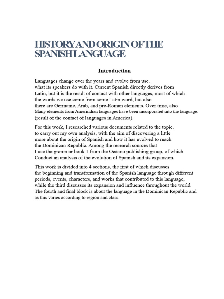 Evolution of the Spanish Language | PDF | Spanish Language | Latin