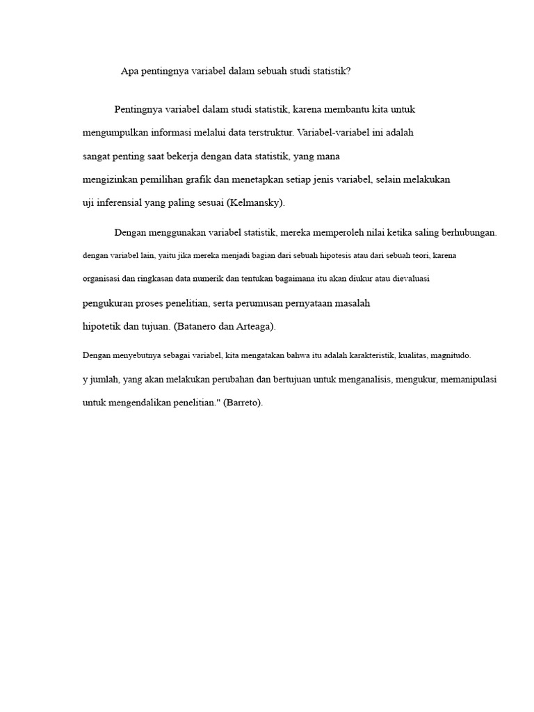 Pentingnya Variabel dalam Statistik | PDF