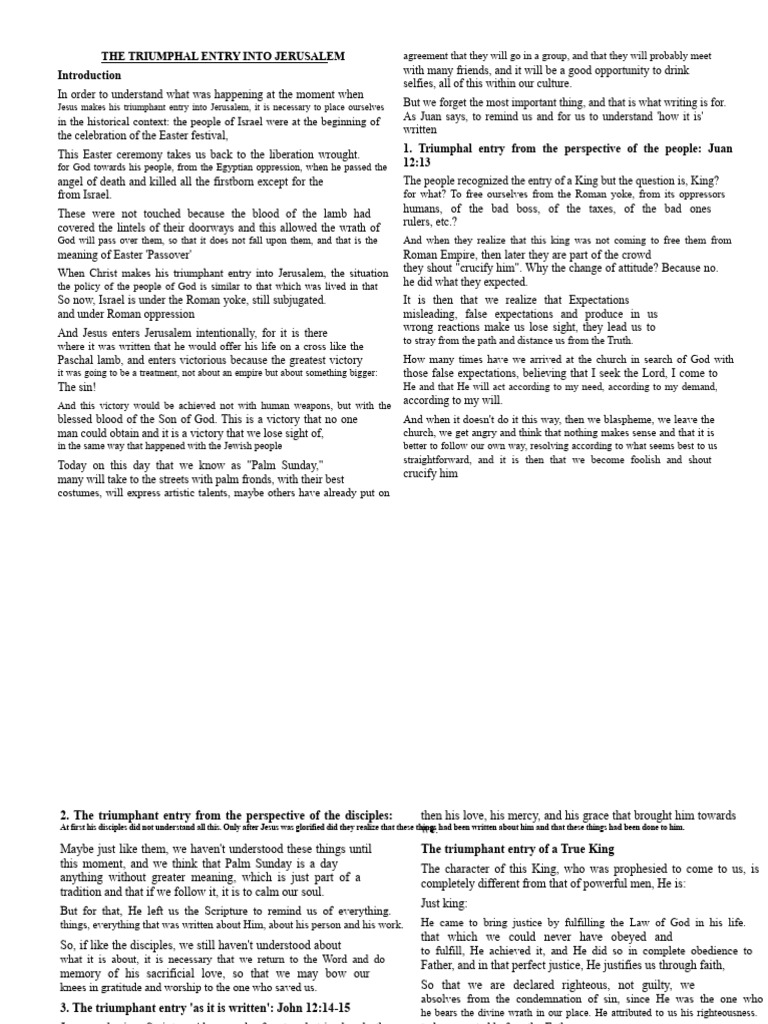 Jesus' Triumphant Entry Explained | PDF | Jesus | Grace In Christianity