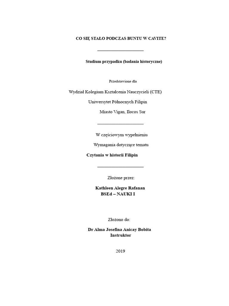 Studium Przypadku - Bunt W Cavite | PDF