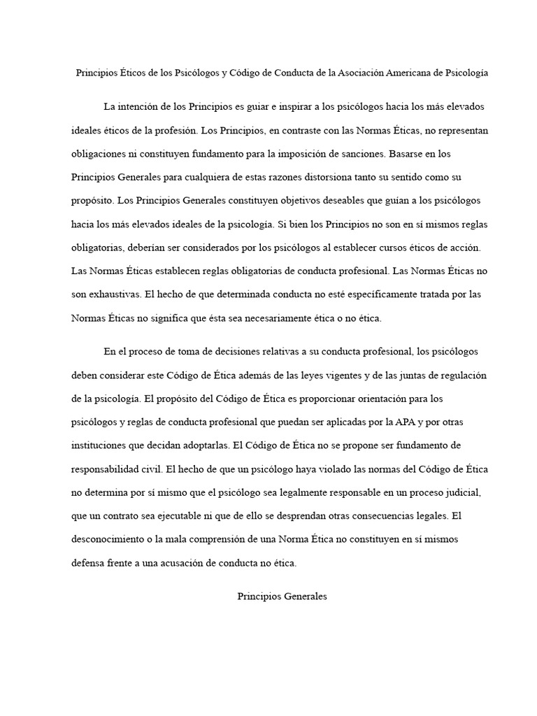 Códigos de Ética Psicólogos APA y JEP | PDF | Sicología | Violación