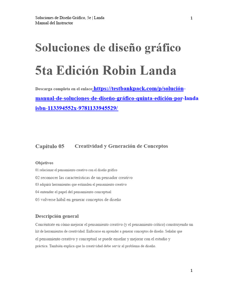 Soluciones de Diseño Gráfico 5ta Edición Manual de Soluciones de Robin Landa 1 | PDF | Diseño ...