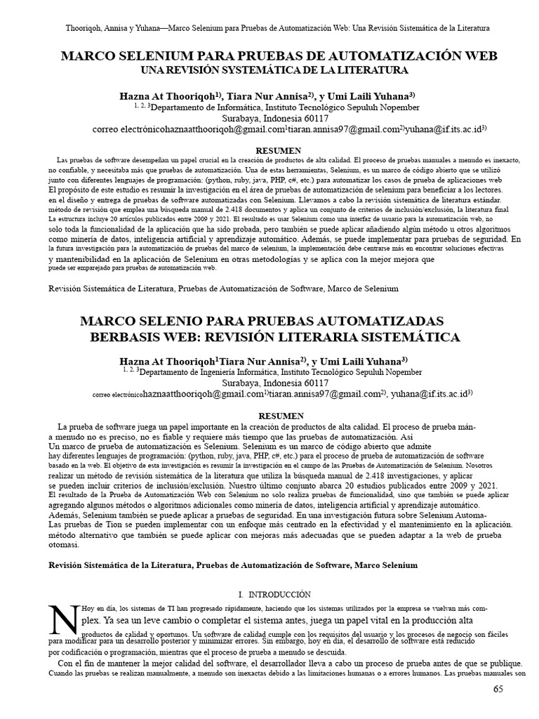 Marco Selenium para Pruebas de Automatización Web | PDF | Selenio (software) | Software