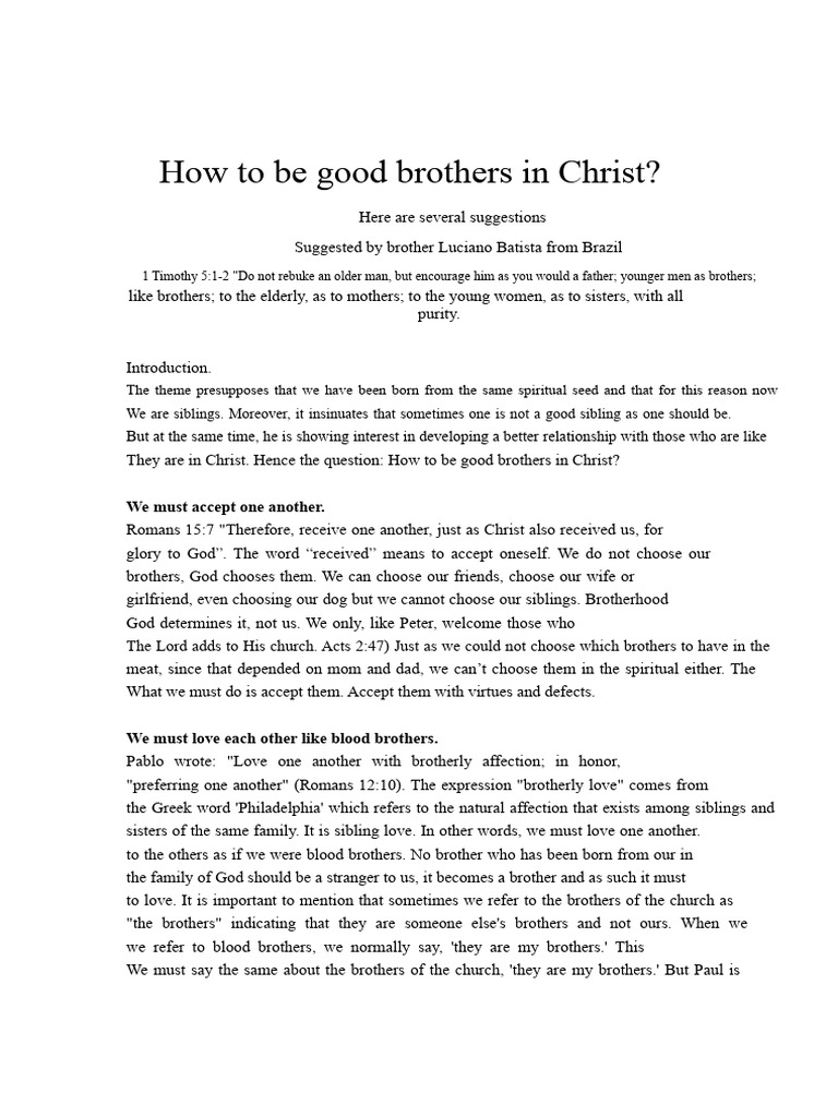 How to Be Good Brothers in Christ | PDF | Jesus | Saint Peter