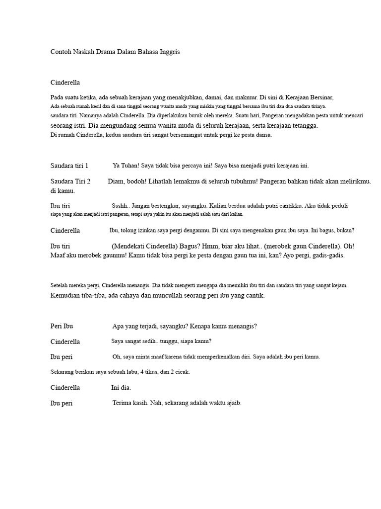 Contoh Naskah Drama Dalam Bahasa Inggris | PDF