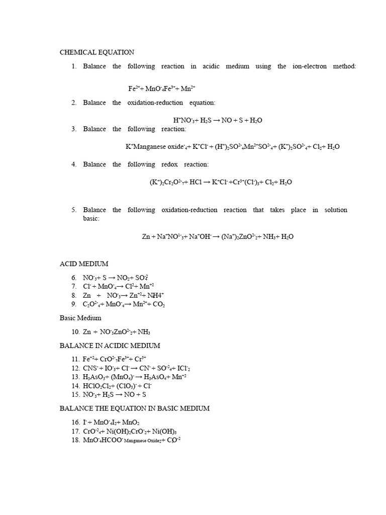 Classifying Redox Reactions and Balancing | PDF | Ph | Acid
