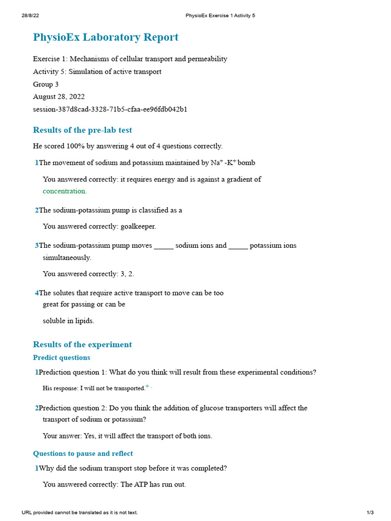 PhysioEx Exercise 1 Activity 5 | PDF | Membrane Biology | Cell Biology