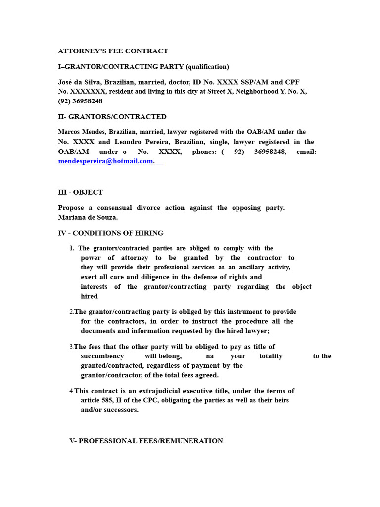 Attorney's Fee Agreement | PDF | Power Of Attorney | Lawyer