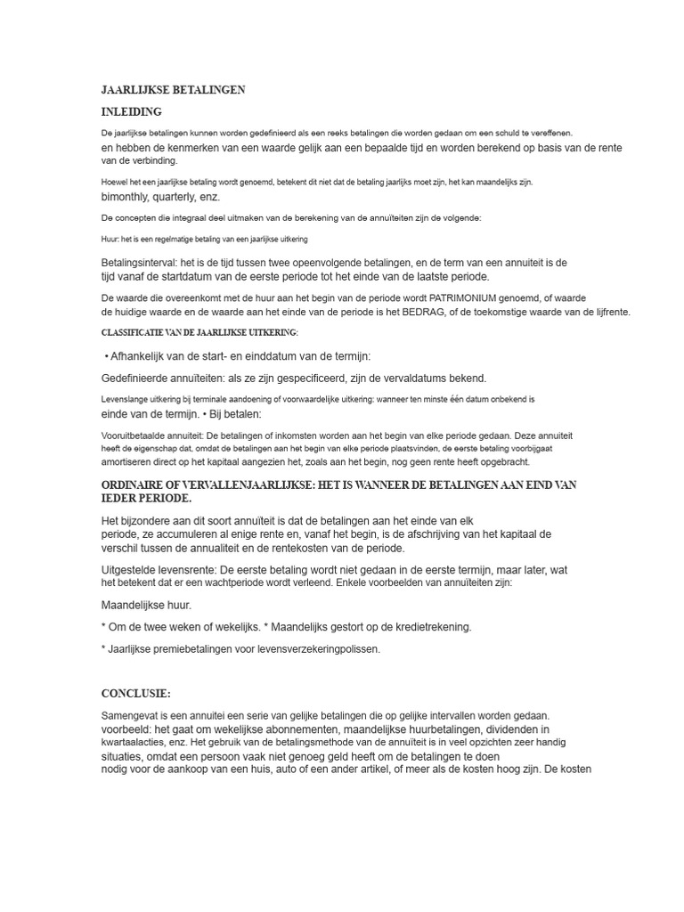 Jaarlijkse Annuiteiten Essay | PDF