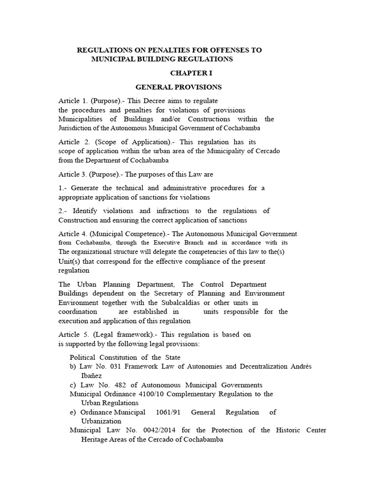 Regulations On Sanctions For Violations of Municipal Building ...