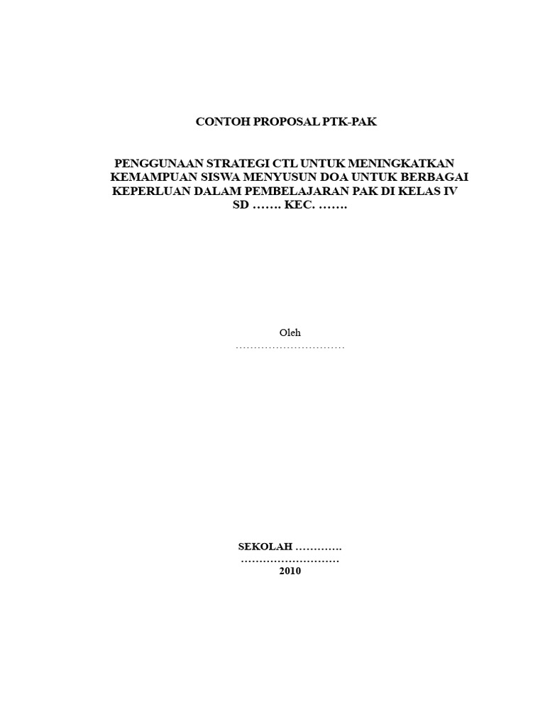 Contoh Proposal PTK-PAK | PDF