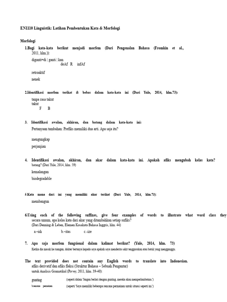 Morfologi dan Pembentukan Kata dalam Linguistik | PDF
