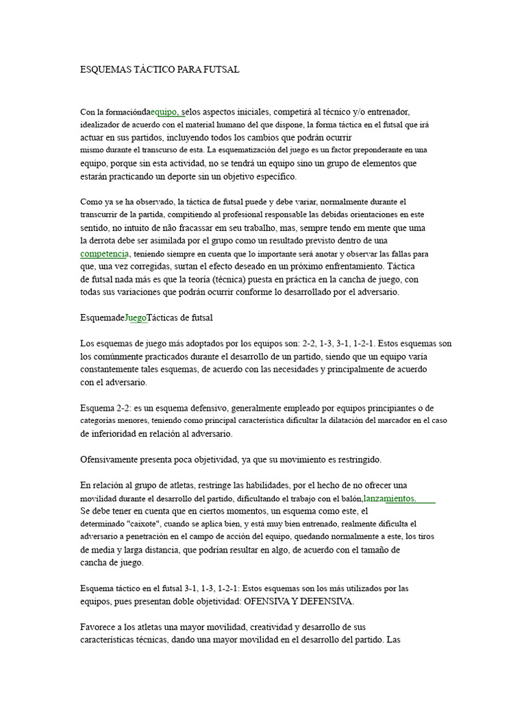 Esquemas Tácticos para Fútbol Sala | PDF | Defensor (Asociación de Fútbol)
