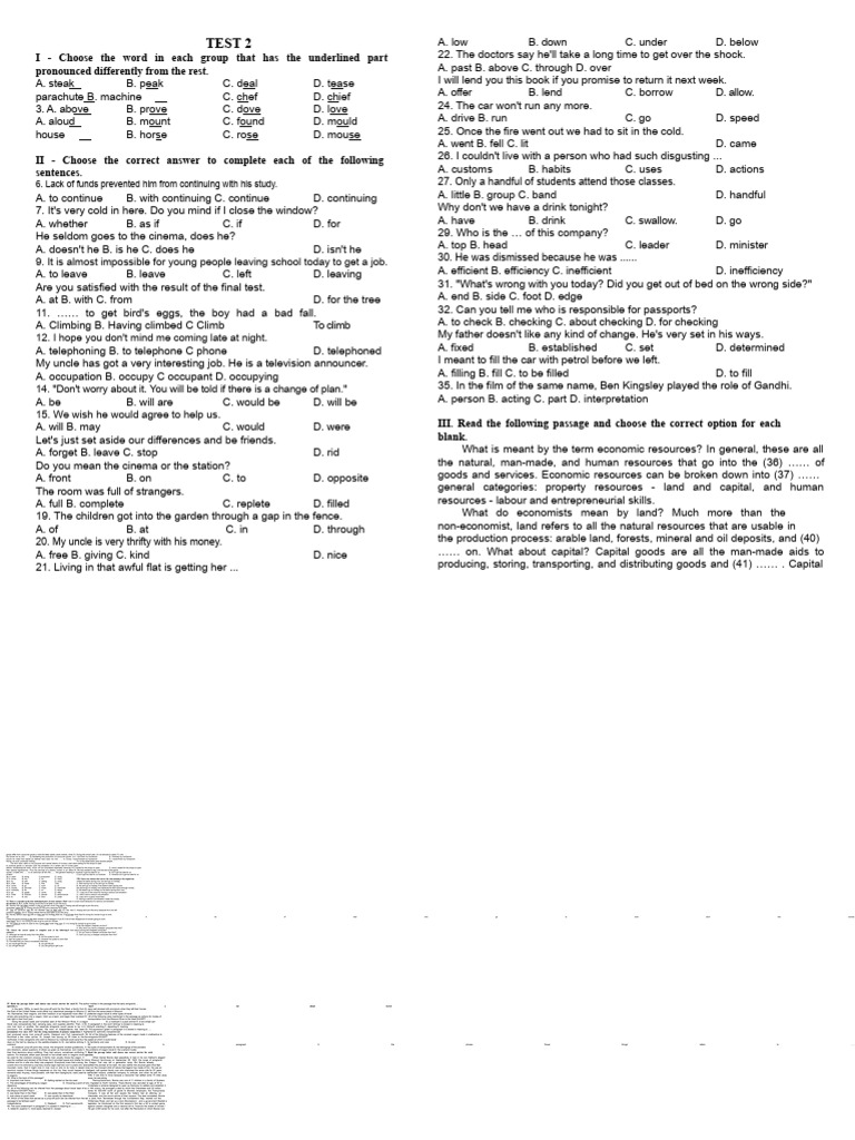English Language Practice Test | PDF | Daniel Boone