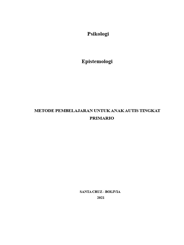 Monografi (METODE PEMBELAJARAN UNTUK ANAK AUTIS TINGKAT DASAR) | PDF