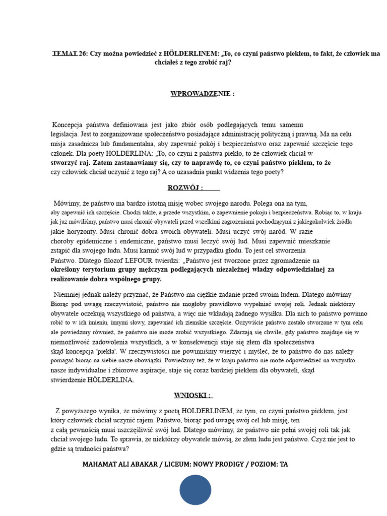 Filozofia Temat Poprawiony | PDF