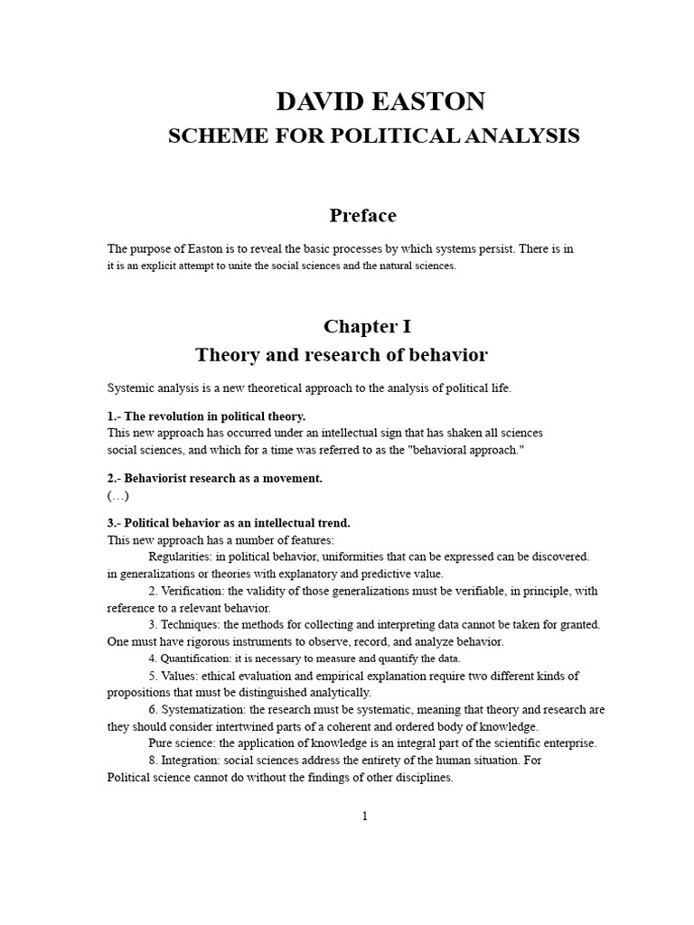 Easton's Framework for Political Analysis | PDF | System | Science