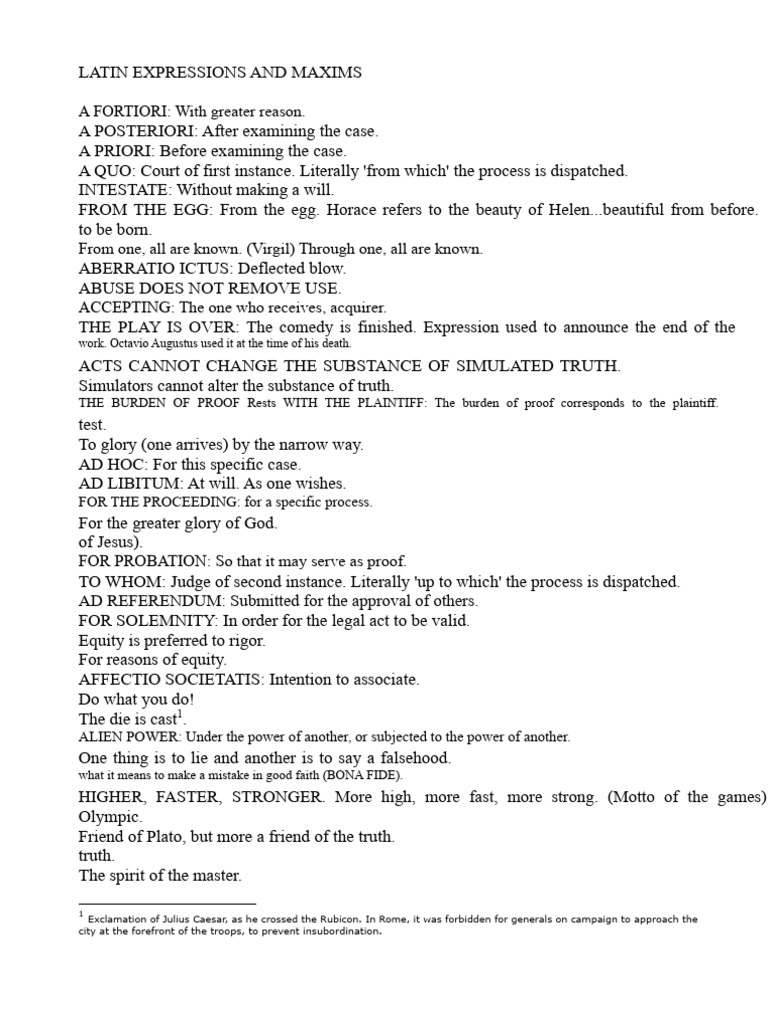 Latin Legal Expressions and Maxims | PDF | Jesus
