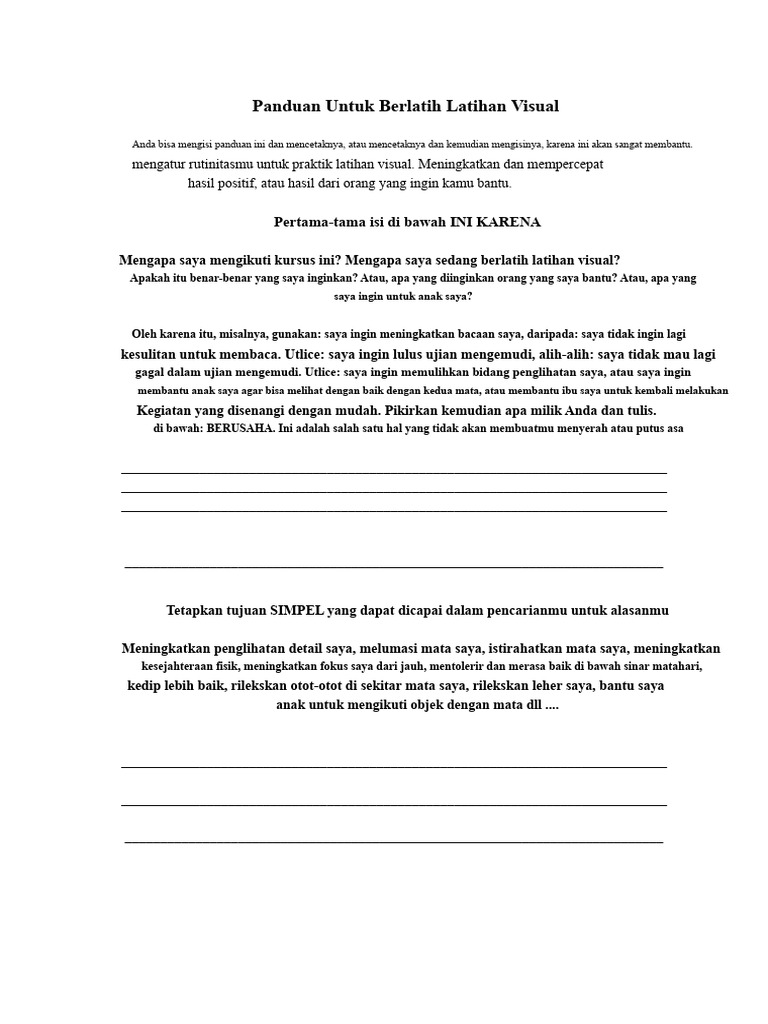 Panduan Untuk Berlatih Latihan Visual | PDF