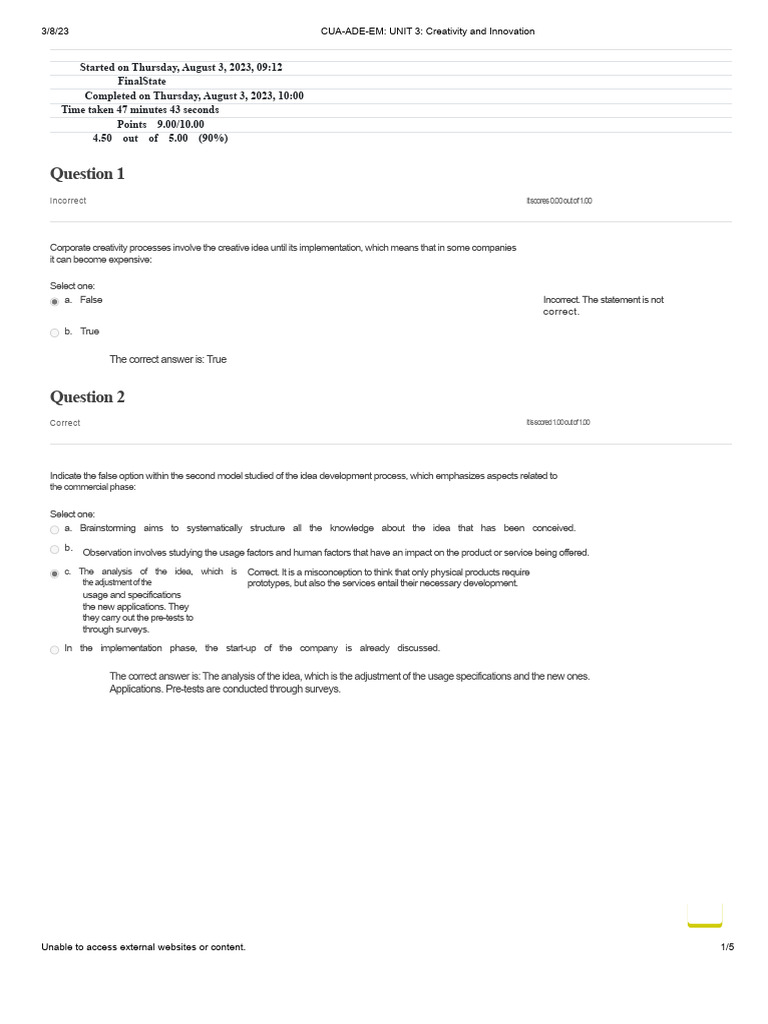 Unit 3 Entrepreneurship Exam | PDF | Creativity | Innovation