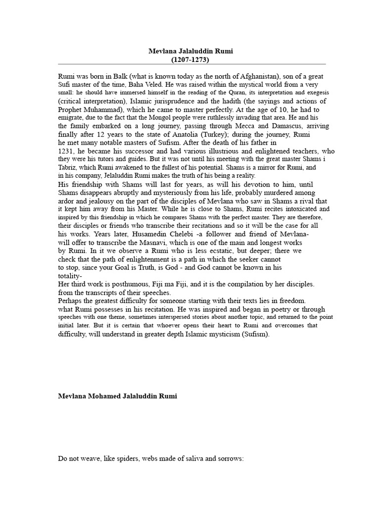 Rumi: Life, Love, and Mystical Poetry | PDF | Rumi