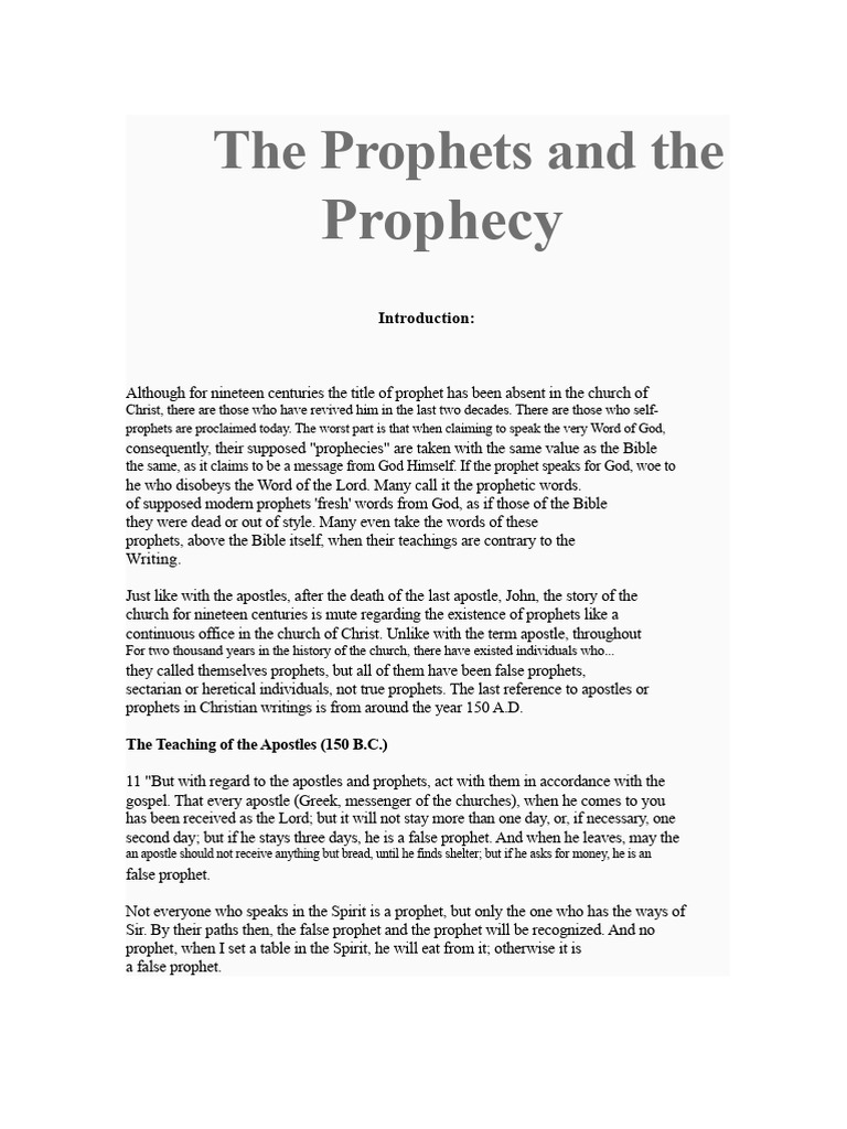 The Prophets and The Prophecy | PDF | Prophecy | Prophet