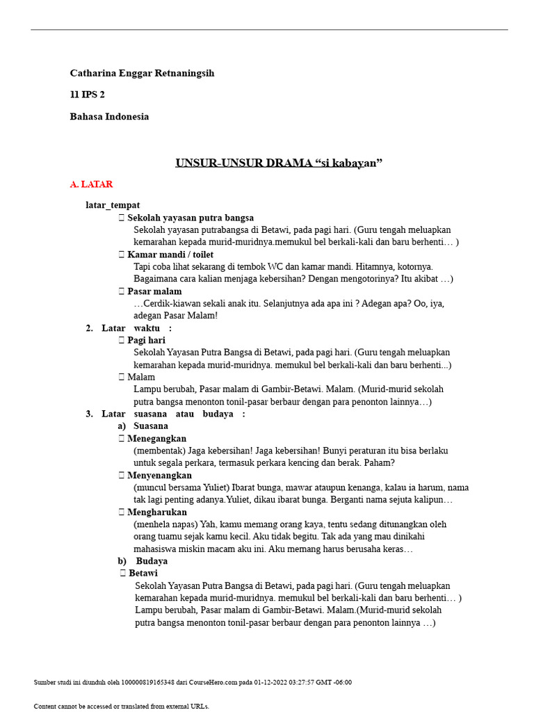 Unsur Drama Si Kabayan 1 | PDF