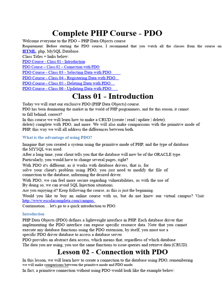 Complete Course of PHP - PDO | PDF | Databases | Php
