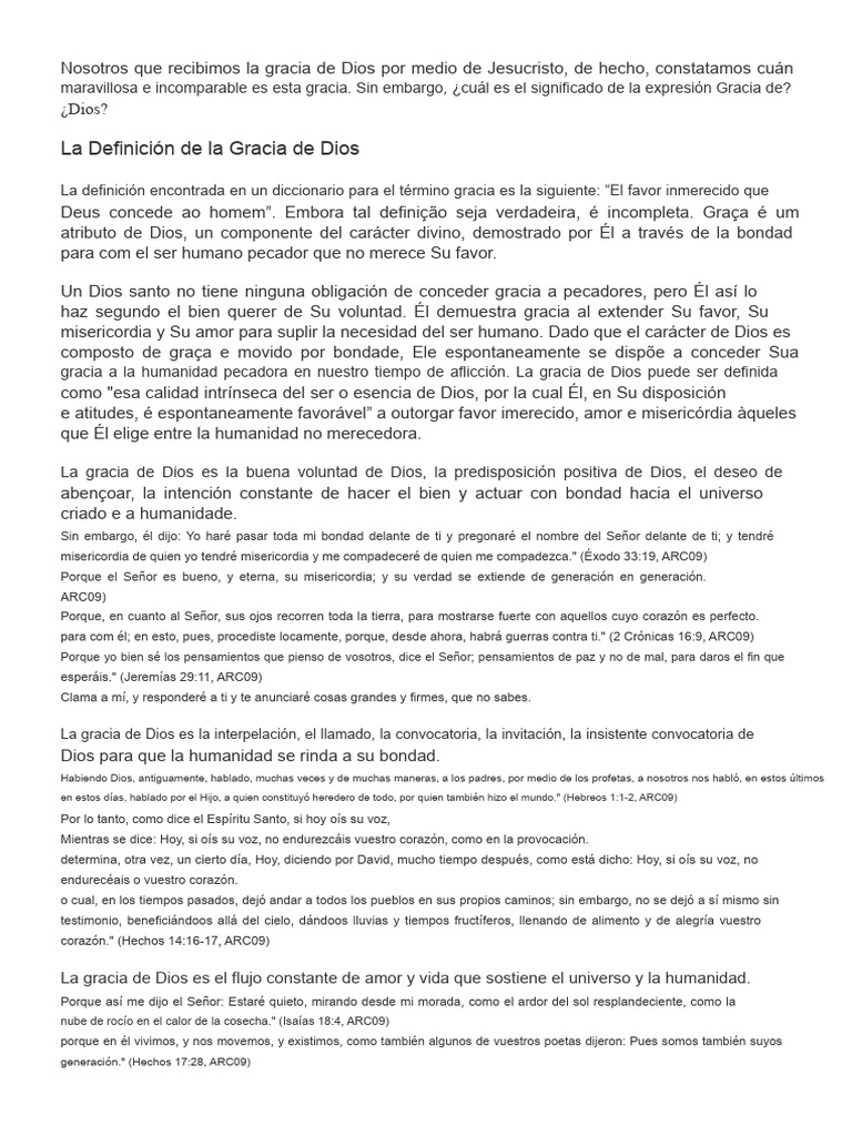 Definición y Significado de la Gracia de Dios | PDF | Gracia divina ...