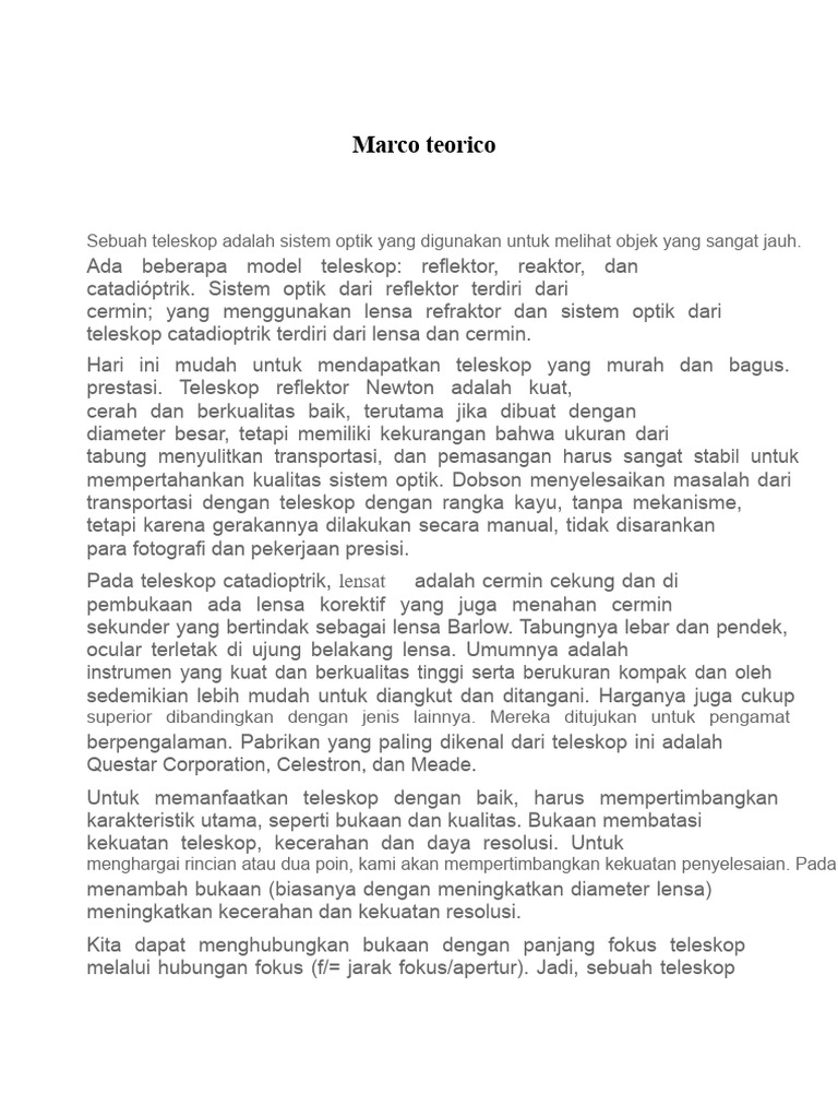Panduan Teleskop: Jenis dan Fitur | PDF