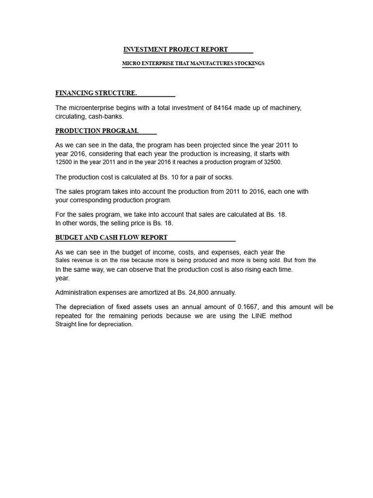 Investment Project Report | PDF