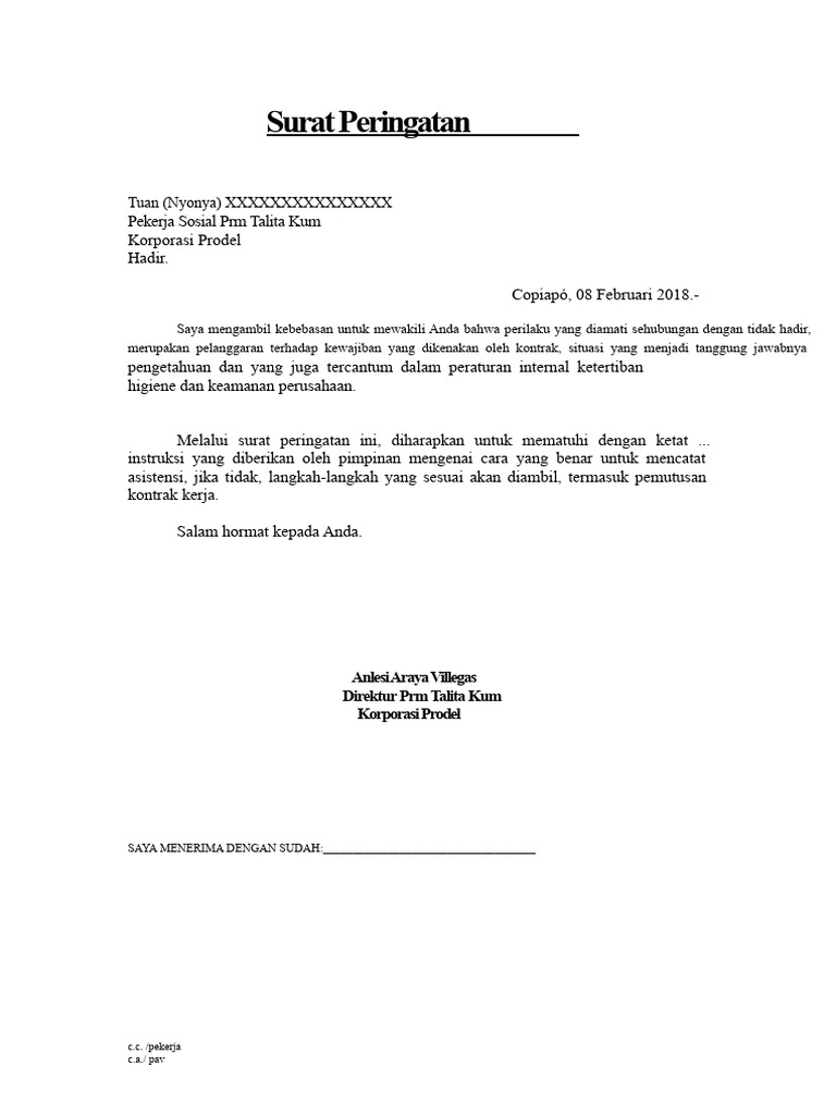 Surat Peringatan Format | PDF