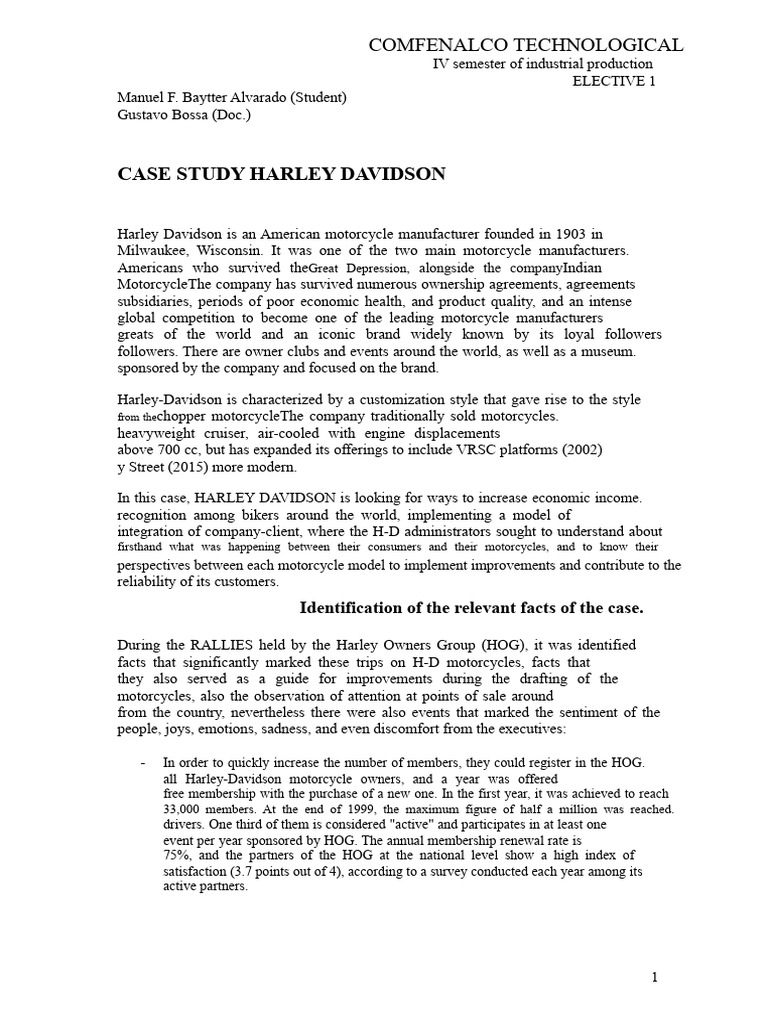 Harley-Davidson Case Study Insights | PDF | Harley Davidson | Motorcycling