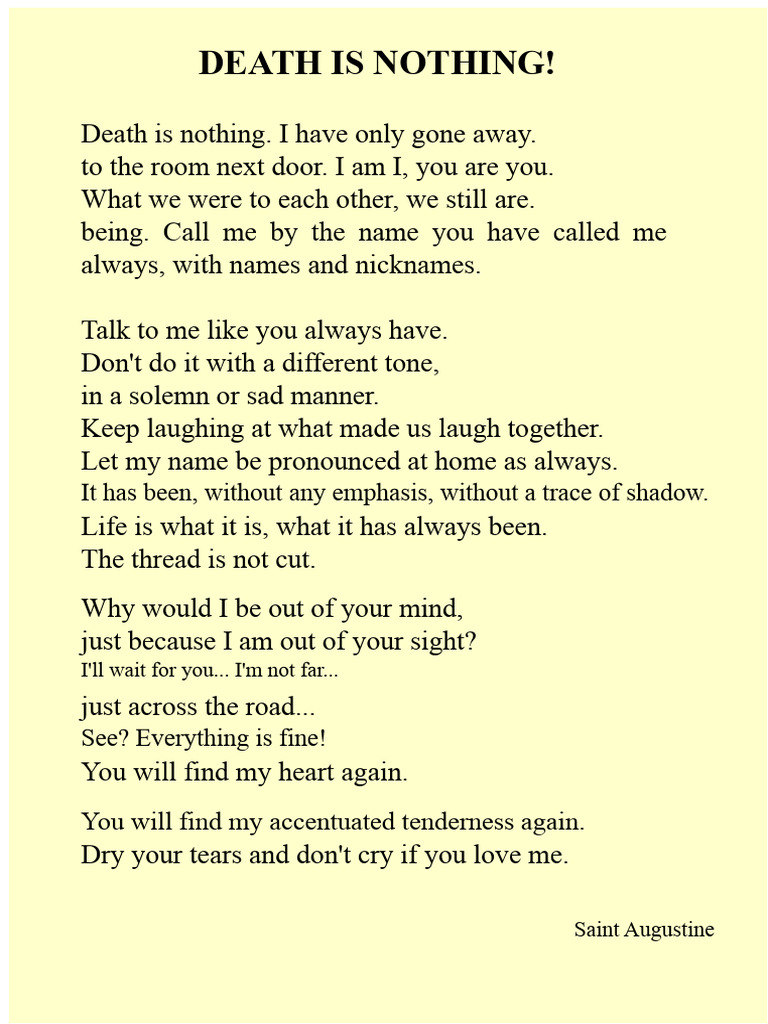 He Resurrected. Death Is Nothing. Saint Augustine. | PDF