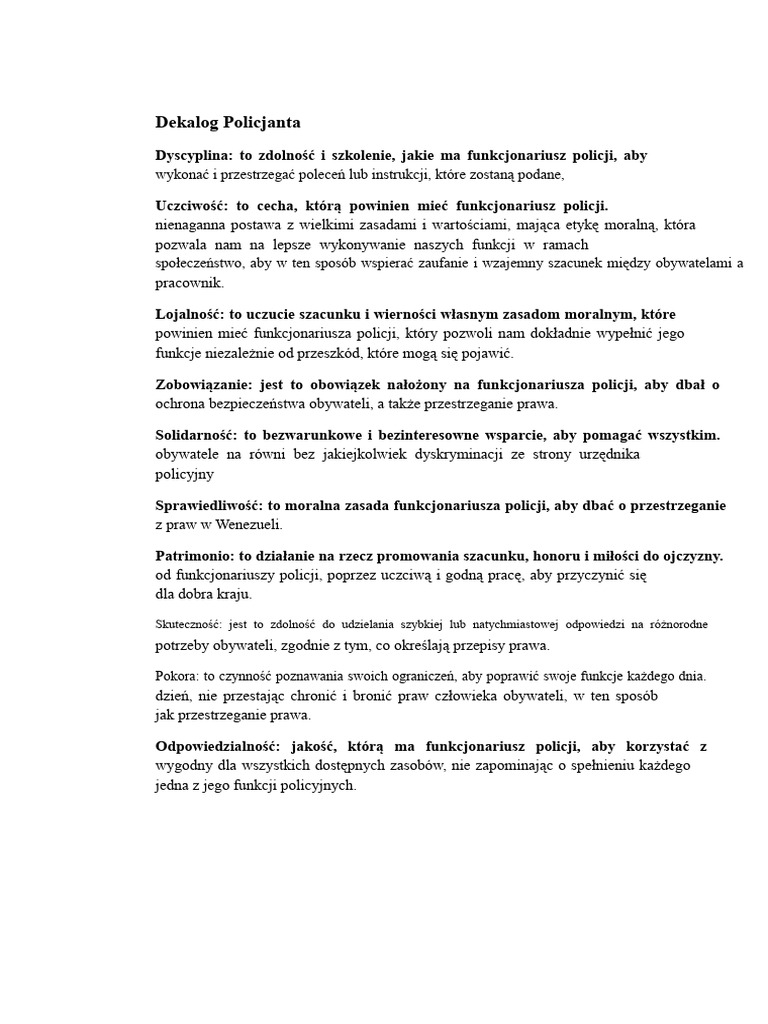 Dekalog Policjanta | PDF