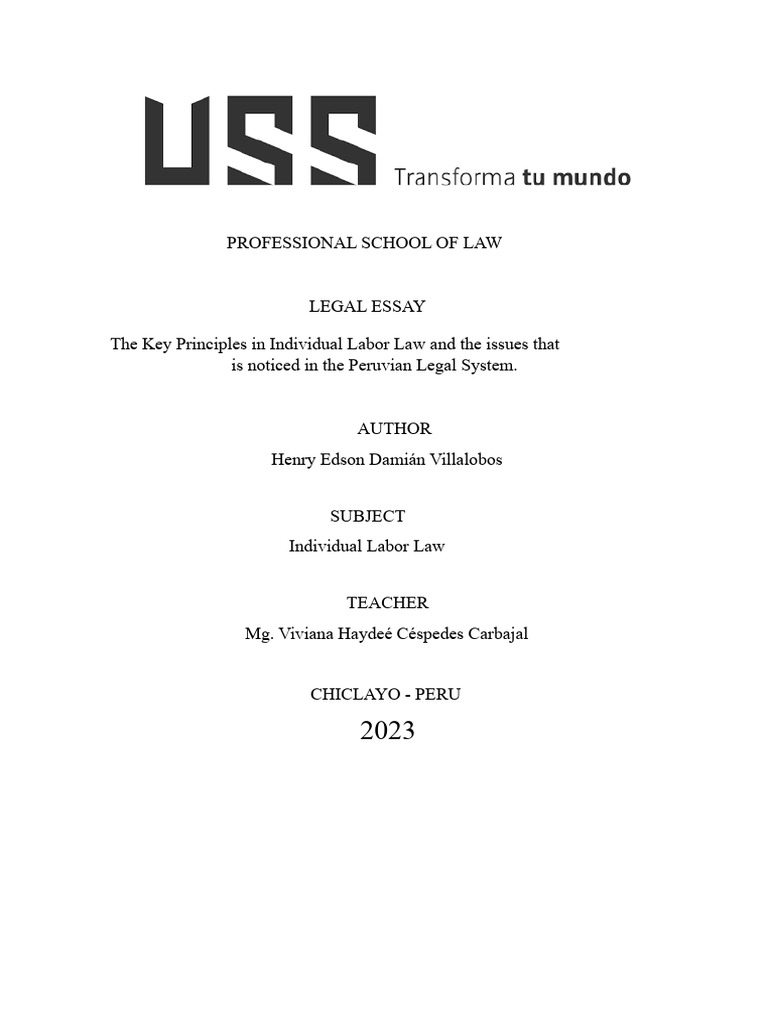 The Key Principles in Individual Labor Law and The Issues Observed in ...