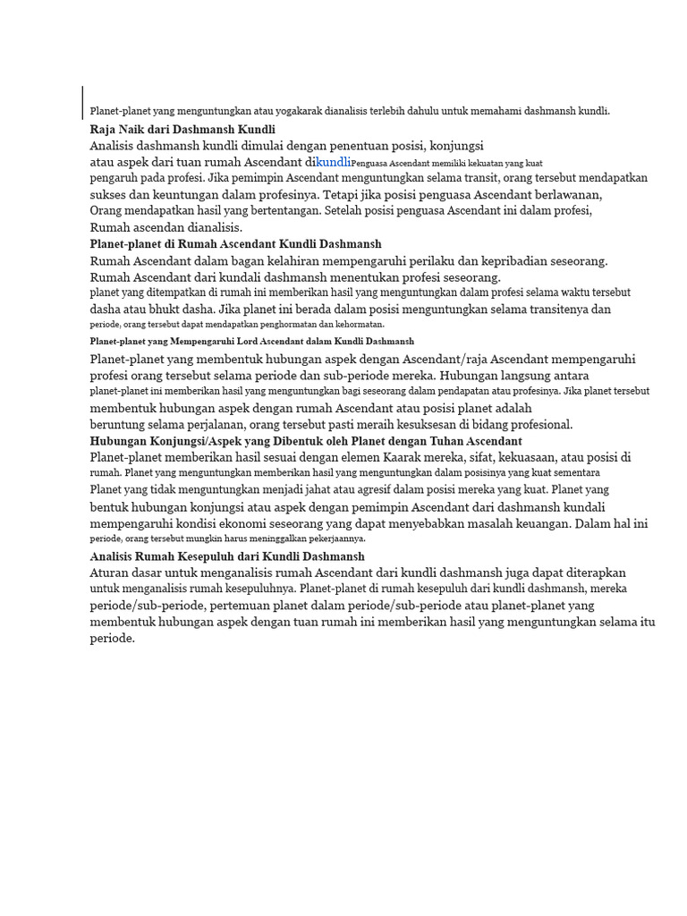 Aturan Dasar Untuk Menganalisis Dashamansa Kun | PDF