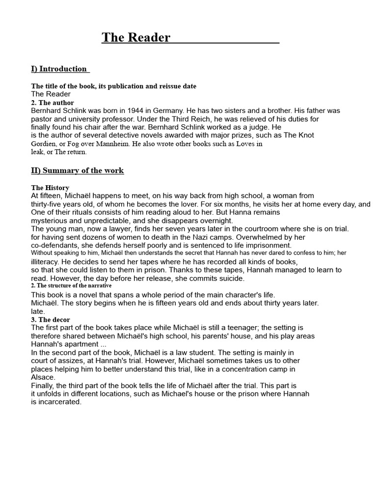 The Reader: A Complex Love Story | PDF