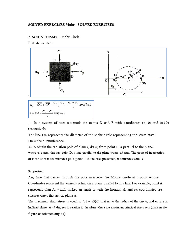 Mohr's Circle - Solved Exercises | PDF | Mechanics | Geometry