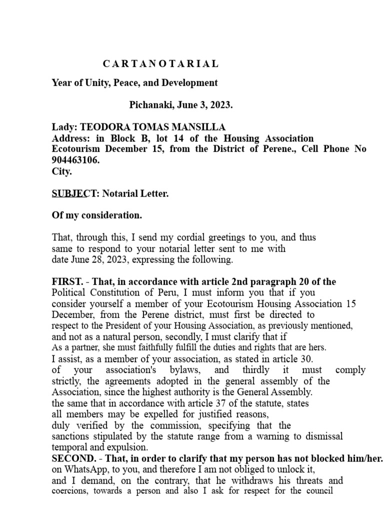 Notarial Letter | PDF | Lease | Leasehold Estate