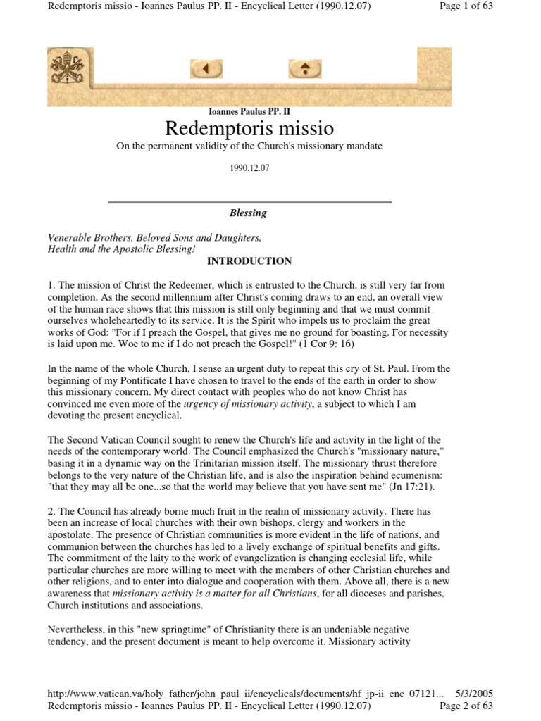 Redemptoris Missio Ingles | PDF | Salvation | Jesus