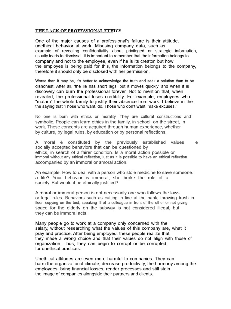 Understanding Professional Ethics Failures | PDF | Professional Ethics ...