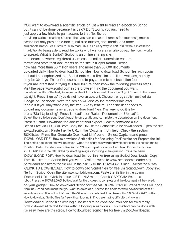 How To Download A File in Scribe | PDF | Scribd | Login