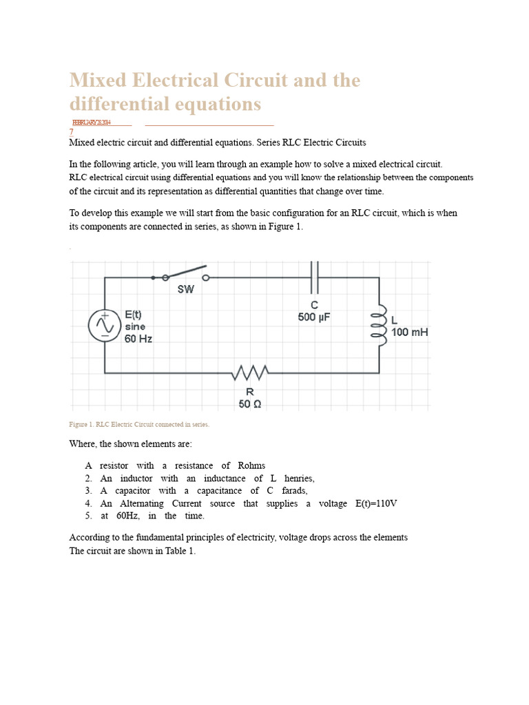 Mixed Electrical Circuit and Differential Equations | PDF | Electrical ...