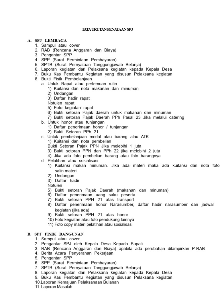 Panduan Lengkap Tata Urutan SPJ | PDF